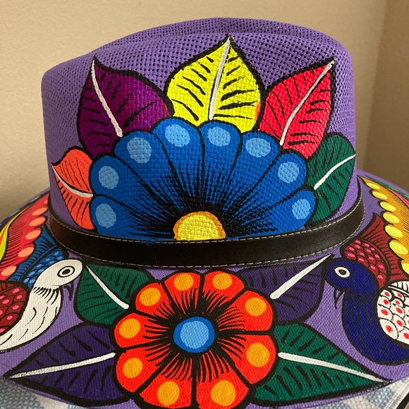 MEXICANA | Accessories | Authentic Mexican Hand Painted Panam Style Hat ...